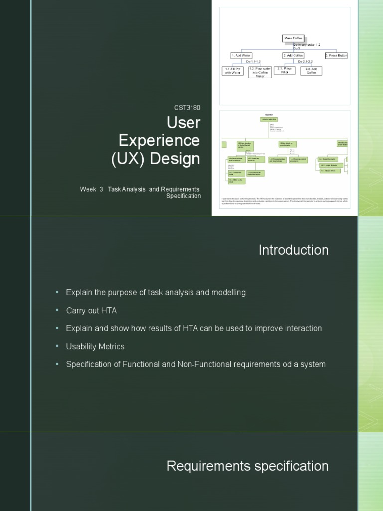 CST3180 - Week 4 - Requirements Specification and User Experience | PDF | Usability | Automated ...
