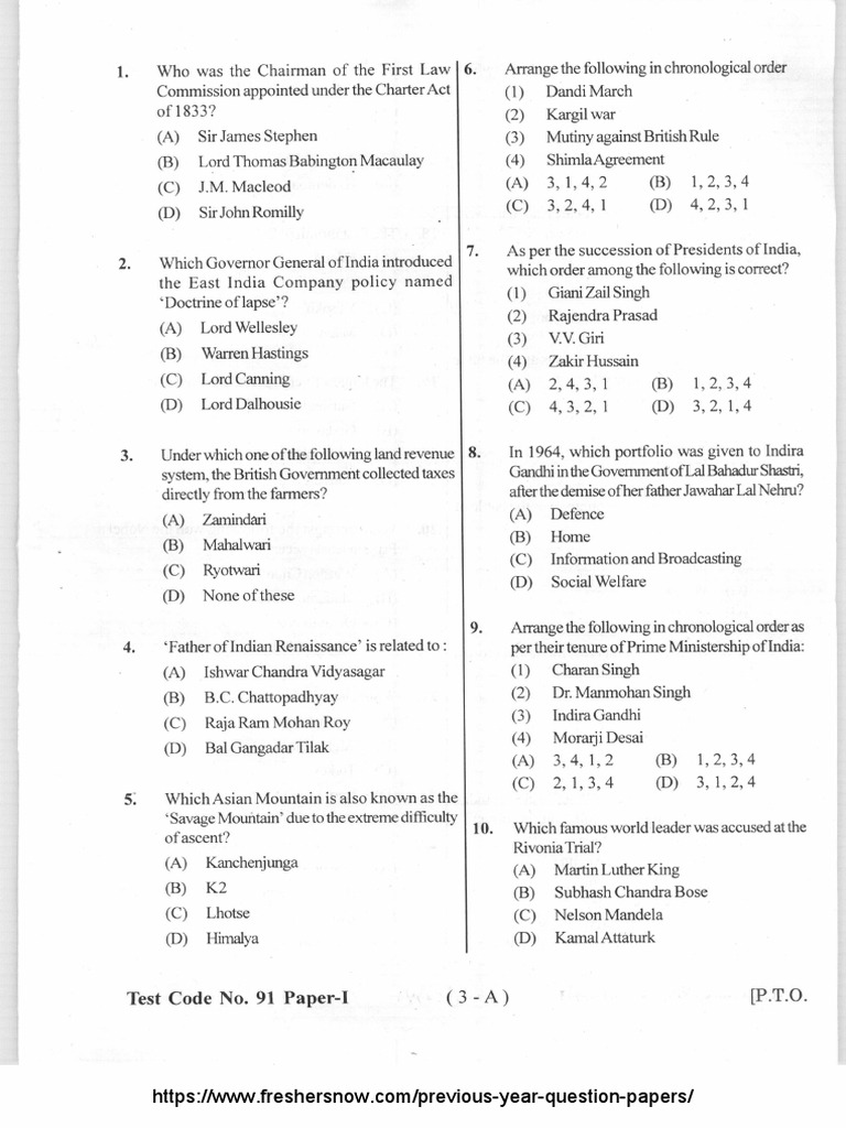 A Comprehensive Collection of Previous Year Question Papers from Top ...