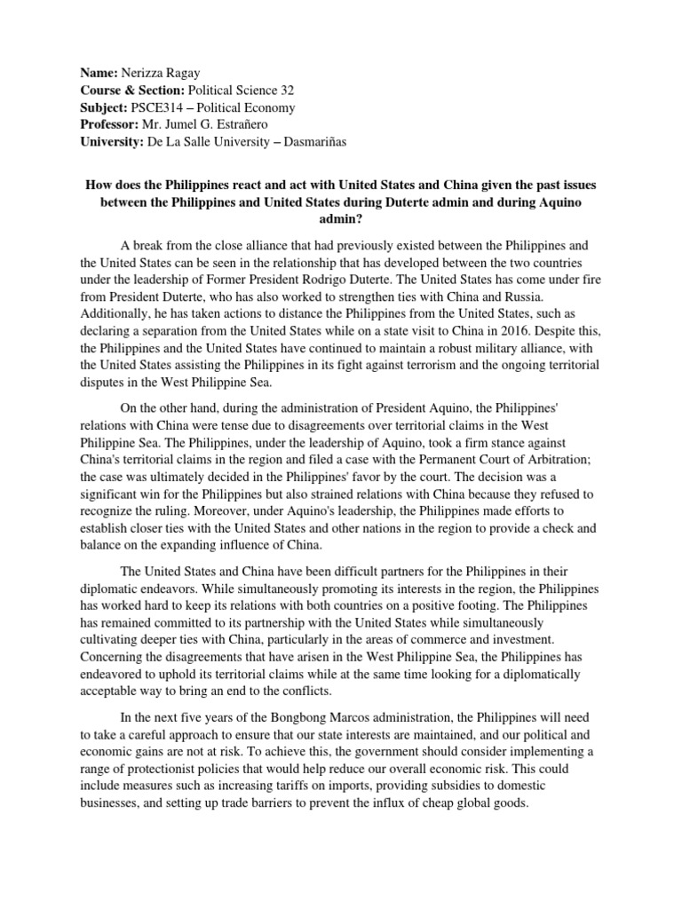 Nerizza Ragay - PSCE314 Assessment Paper Module 10 | PDF | Politics