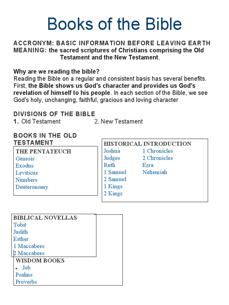Books of The Bible | PDF | Bible | Old Testament