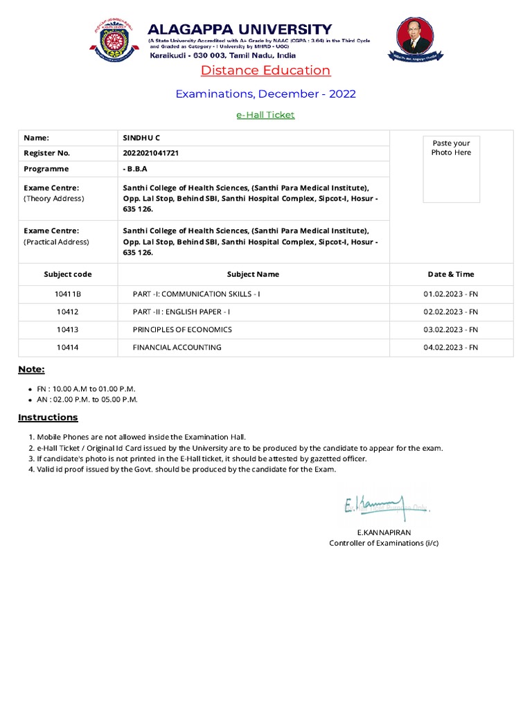 Alagappa University - Distance Examination Automation System | PDF