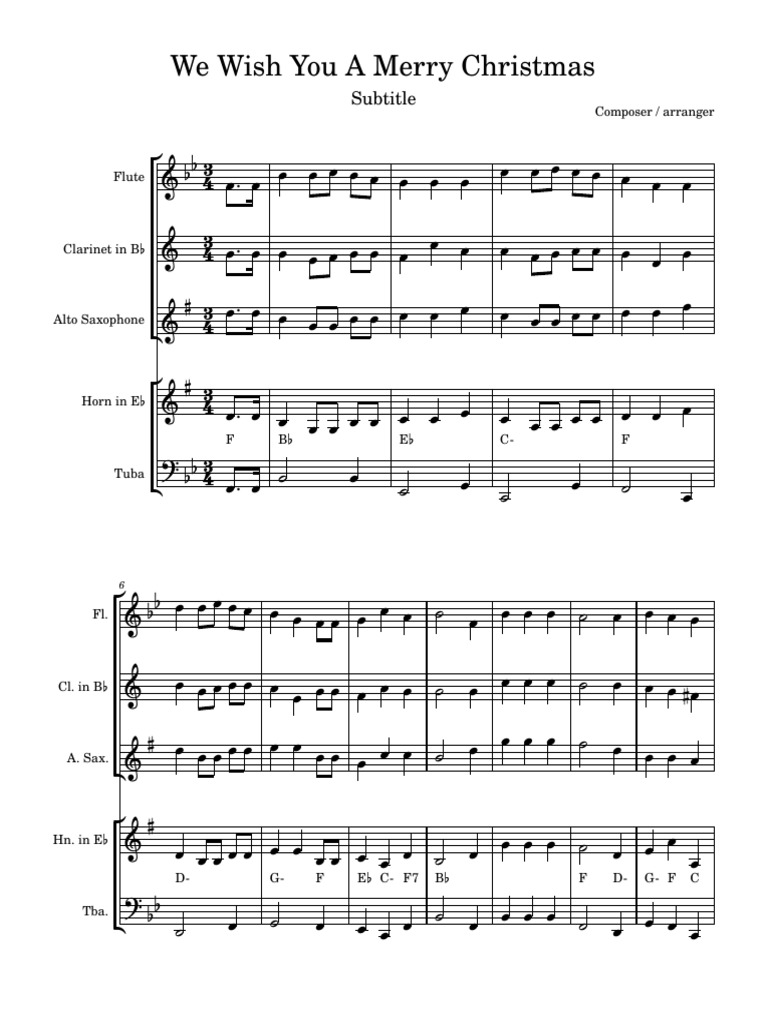 We Wish You A Merry Christmas-Score - and - Parts | PDF | Jazz ...