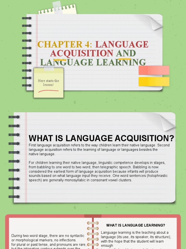 Chapter 4 Language Acquisition and Language Learning | PDF | Language Acquisition | Speech