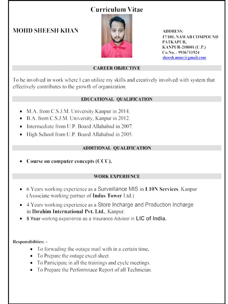 Sheesh Khan CV | PDF