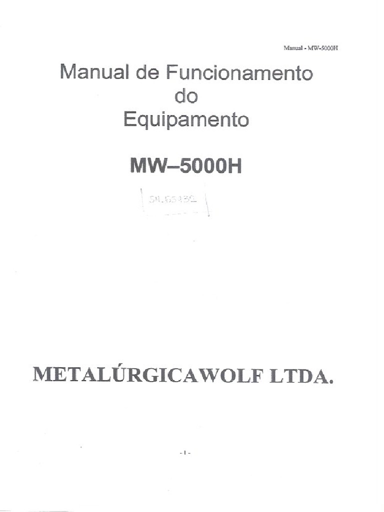 Manual de Funcionamento Wolf MW5000 | PDF