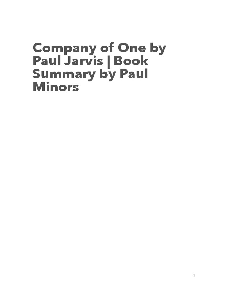 Company of One | PDF | Marketing | Customer