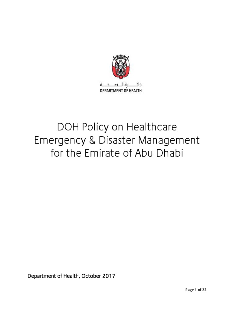 DOH Policy On Healthcare Emergency & Disaster Management For The ...