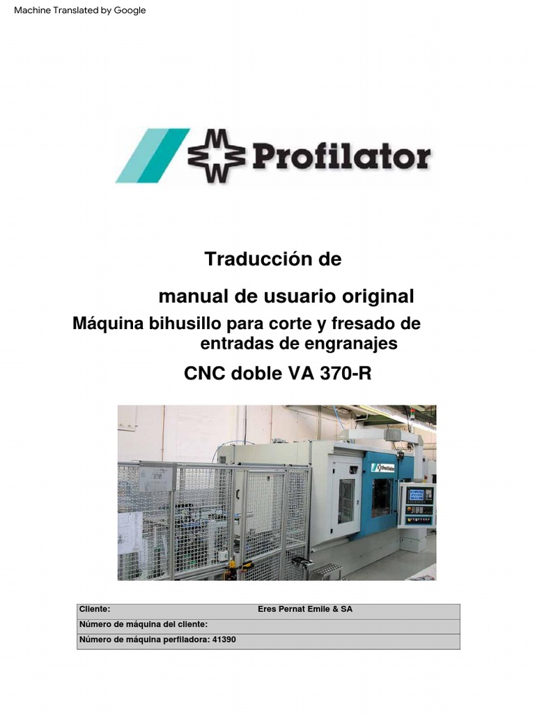 Manual Operador PROFILATOR Fre 24 | PDF | Engranaje | Herramientas