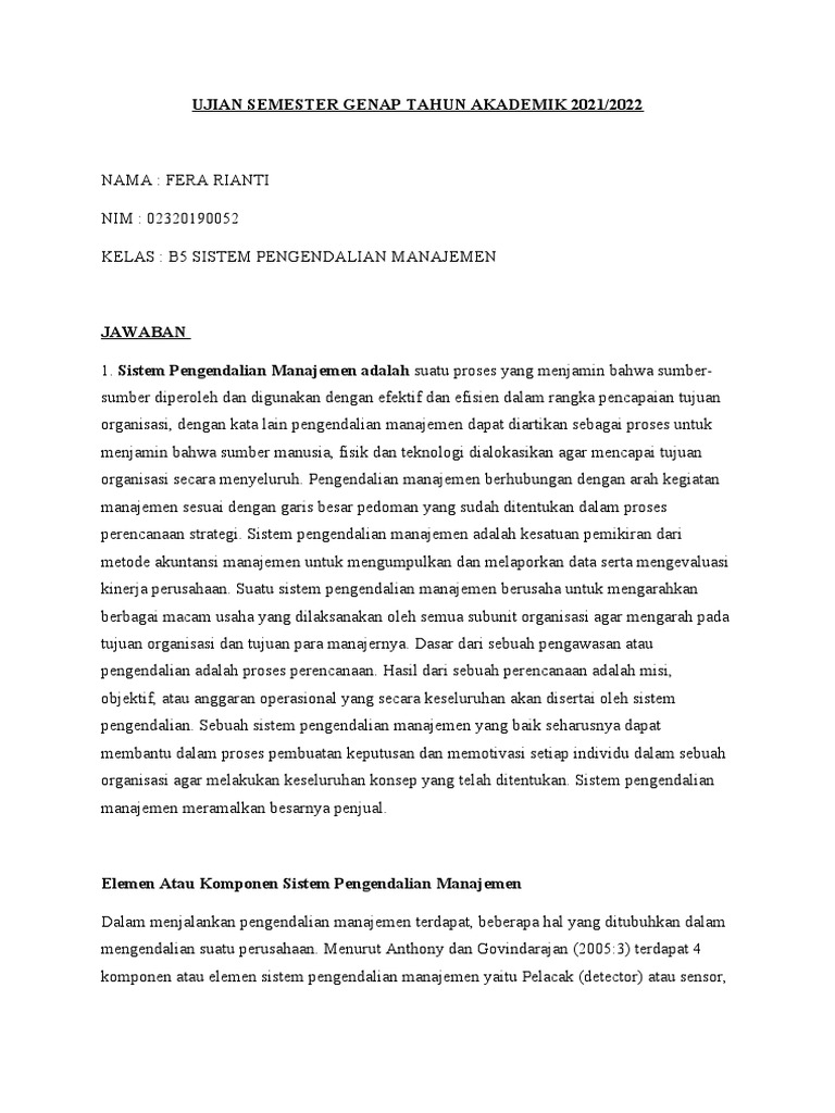 Fera Rianti - 02320190052 - Final SPM | PDF