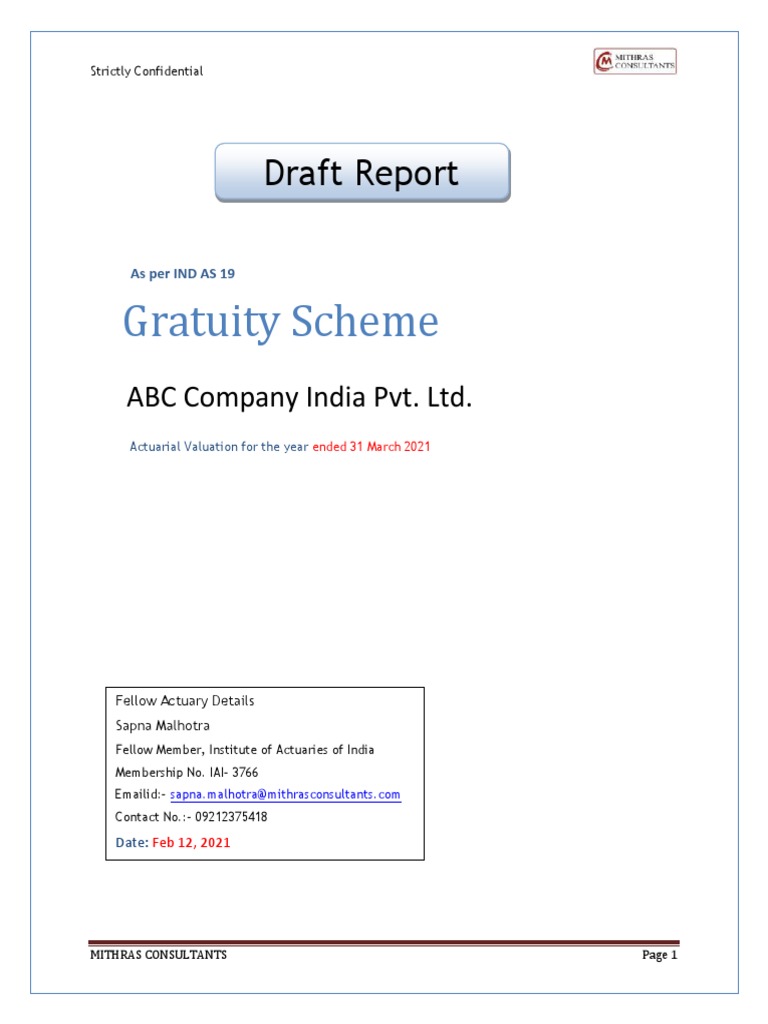 Gratuity Report IND As 19 | PDF | Bond Duration | Valuation (Finance)