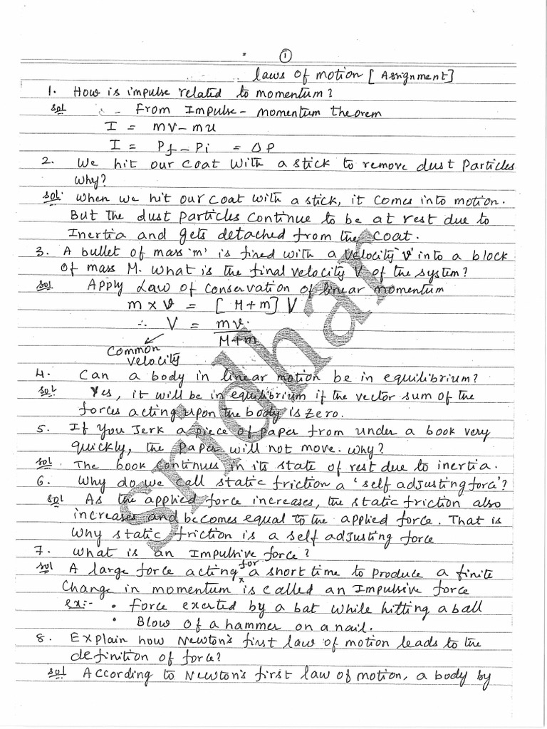 Laws of Motion Assignment | PDF