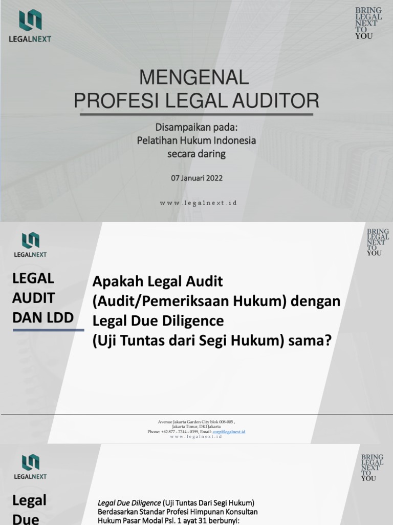 Mengenal Profesi Legal Auditor Hukum (LN-PHI) | PDF