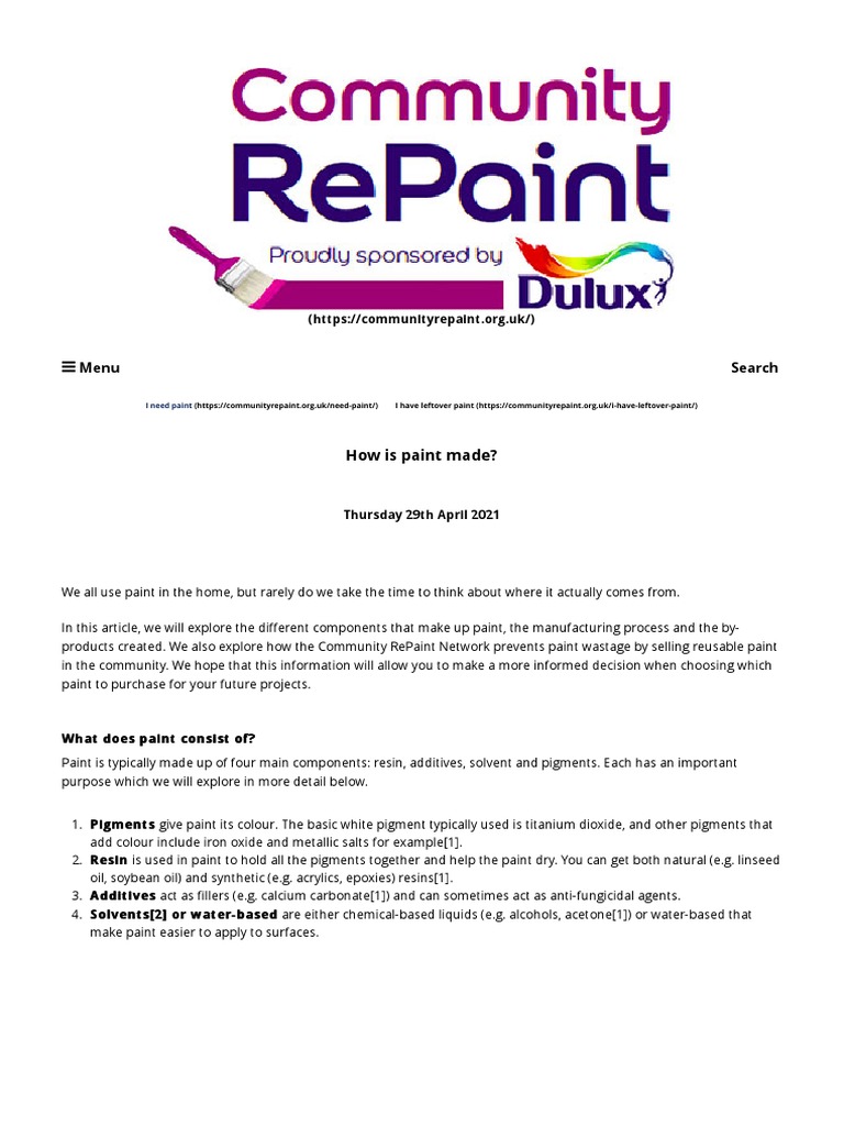 How Is Paint Made? - Community RePaint | PDF | Paint | Waste