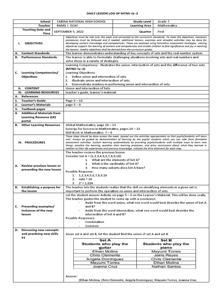 Lesson Plan Grade 7 | PDF | Learning | Teachers