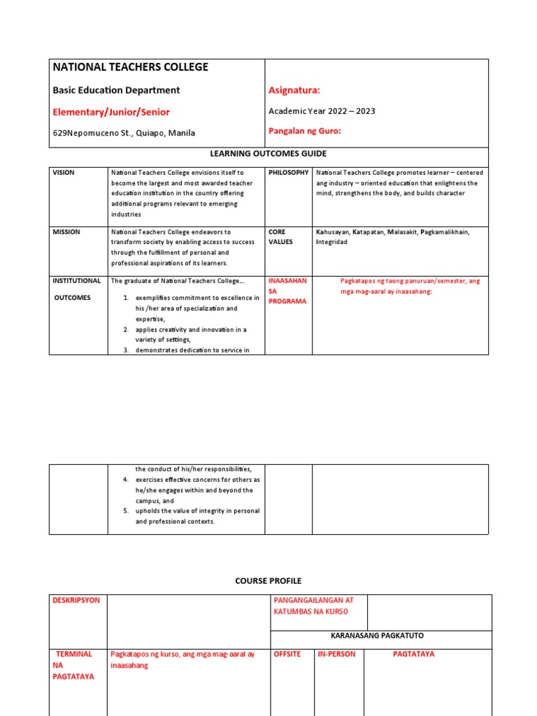 Template Syllabus | PDF | Communication | Pedagogy