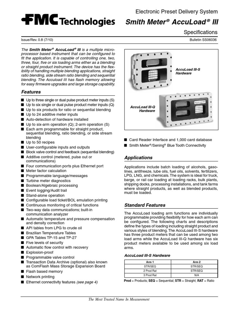 Smith Meter Accuload Iii: Features | PDF | Electromagnetic ...