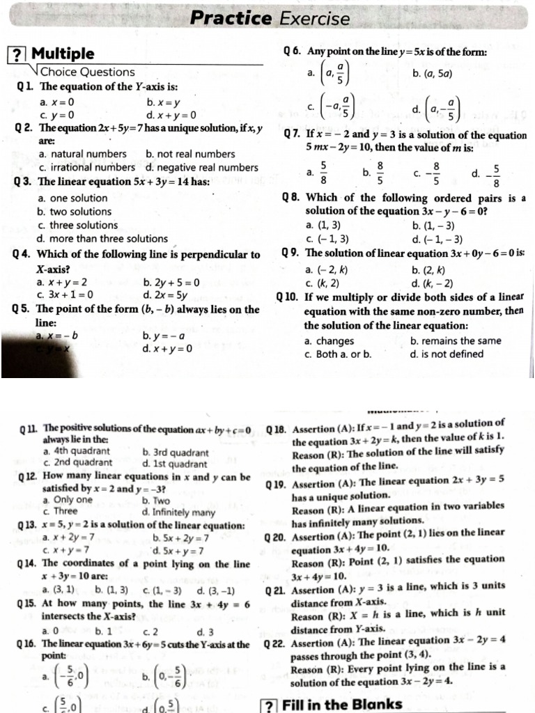 Linear Equation in Two Variables Class IX | PDF