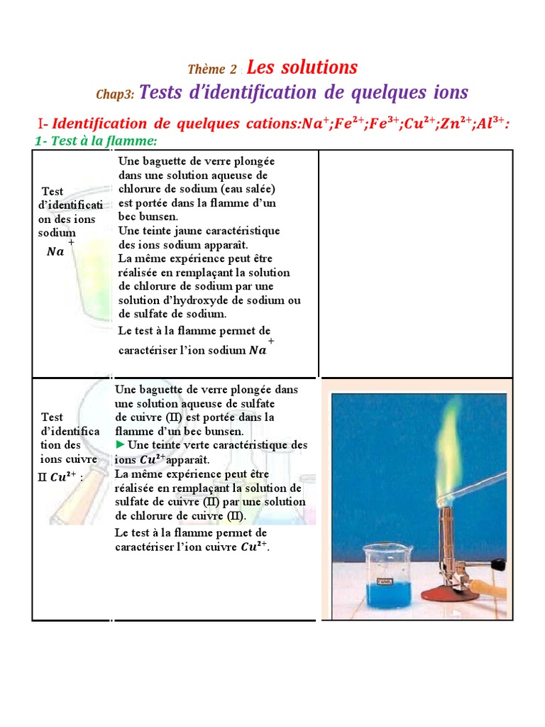 Tests d'identification des ions en chimie | PDF | Hydroxyde de sodium | Ion