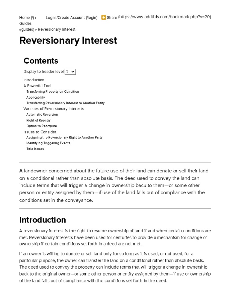 Reversionary Interest - ConservationTools | PDF | Private Law | Common Law