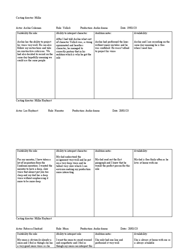 Radio Drama Audition Notes | PDF | Audition