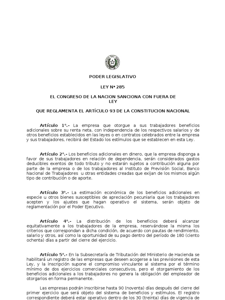 Ley 285-93 | PDF | Salario | Gobierno