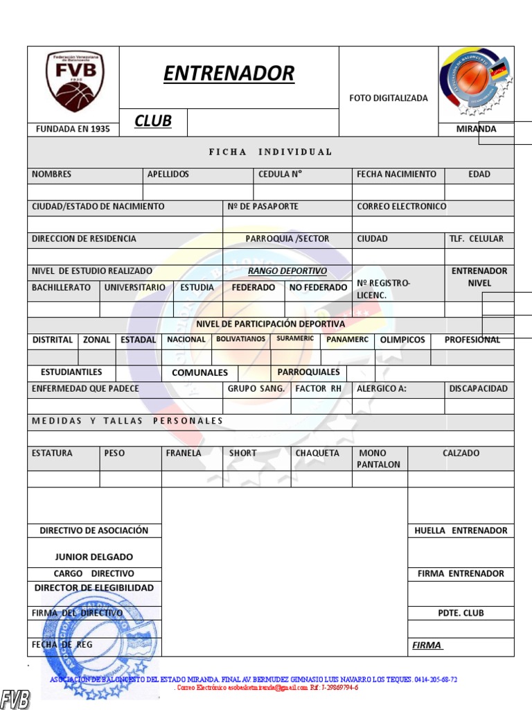Ficha Del Entrenador | PDF Ficha Del Entrenador | PDF