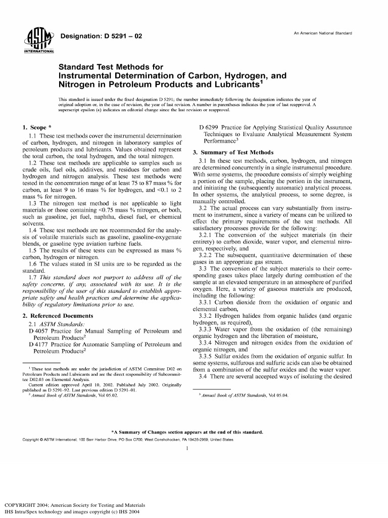 Astm D 5291 | PDF