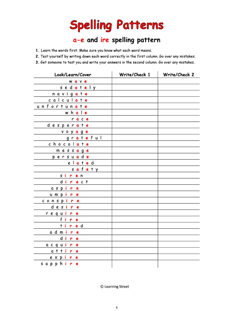 Spelling Patterns Pdf