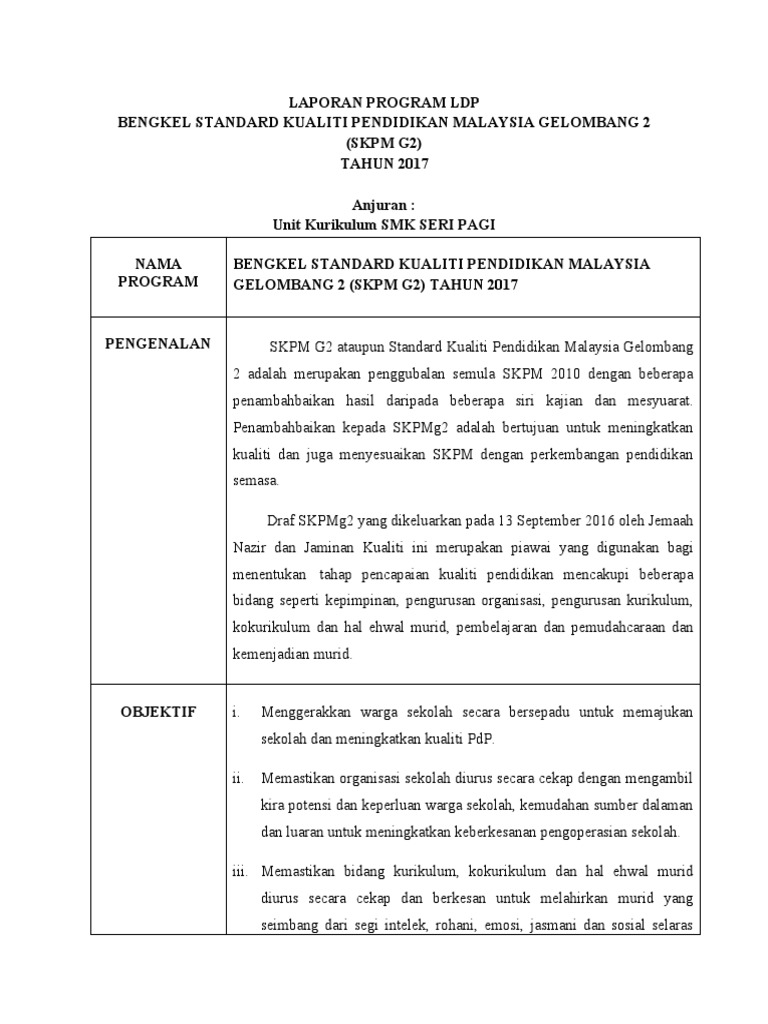 Contoh Laporan Bengkel SKPM G2 | PDF | Karier & Perkembangan