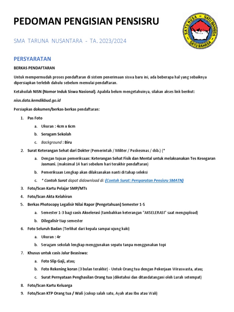 Pedoman Pengisian Pensisru Smatn Ta. 2023-2024 | PDF | Karier & Perkembangan