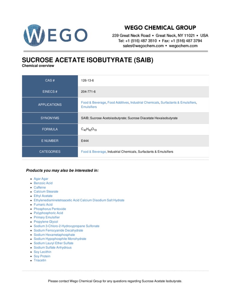Sucrose Acetate Isobutyrate | PDF