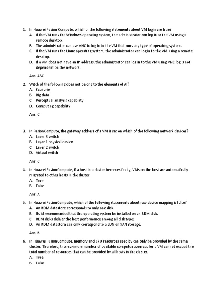 Hcia Cloud Dumps 21 04 2020 Question and Answer | PDF | Virtual Machine | Virtualization