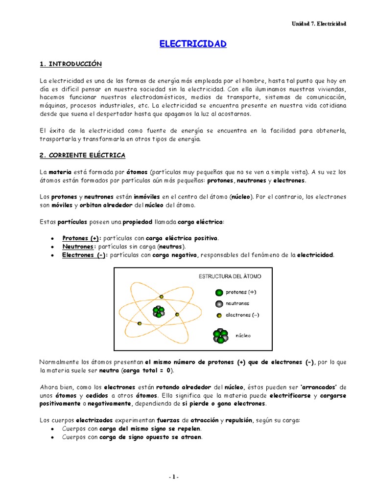 Introducción a la Electricidad | PDF | Electricidad | Corriente eléctrica