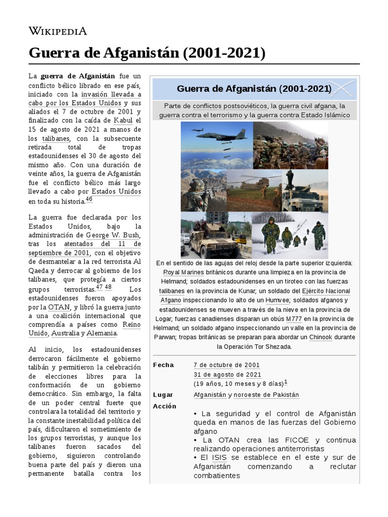 Guerra de Afganistán (2001-2021) | PDF | Afganistán | Talibanes