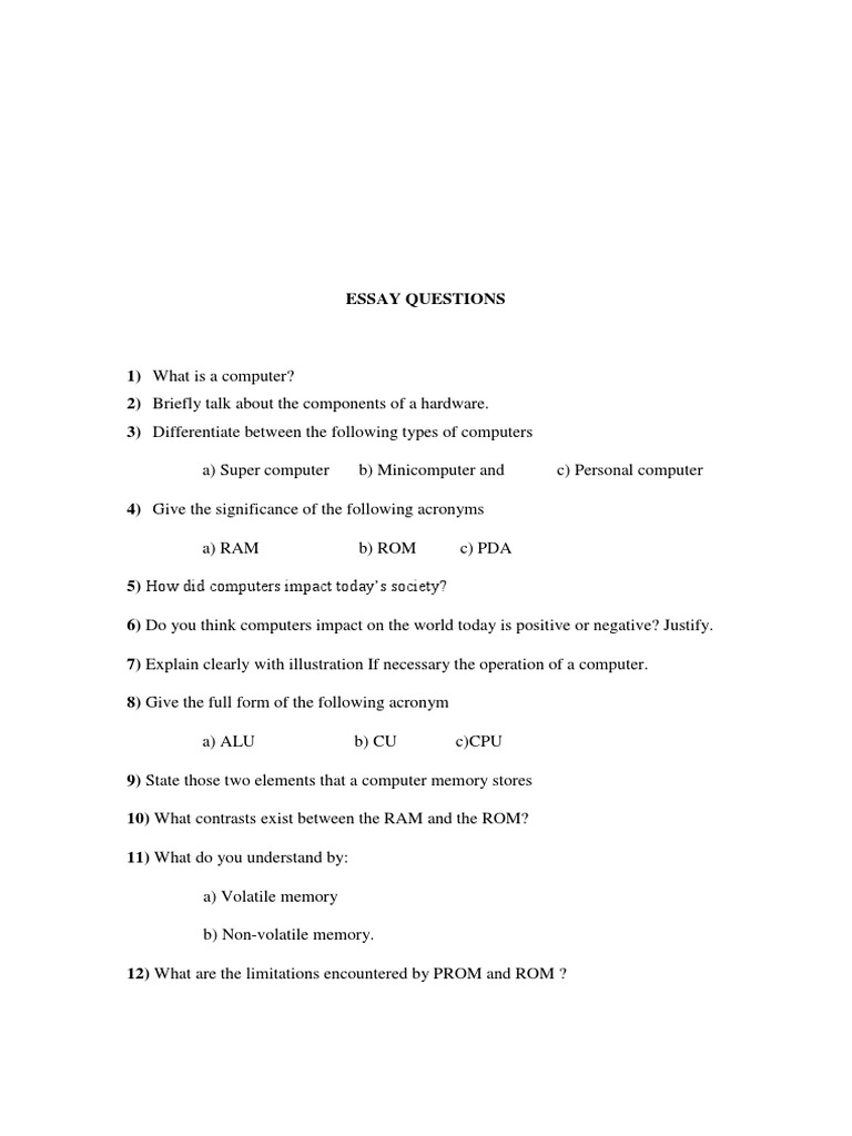 Essay Questions | PDF