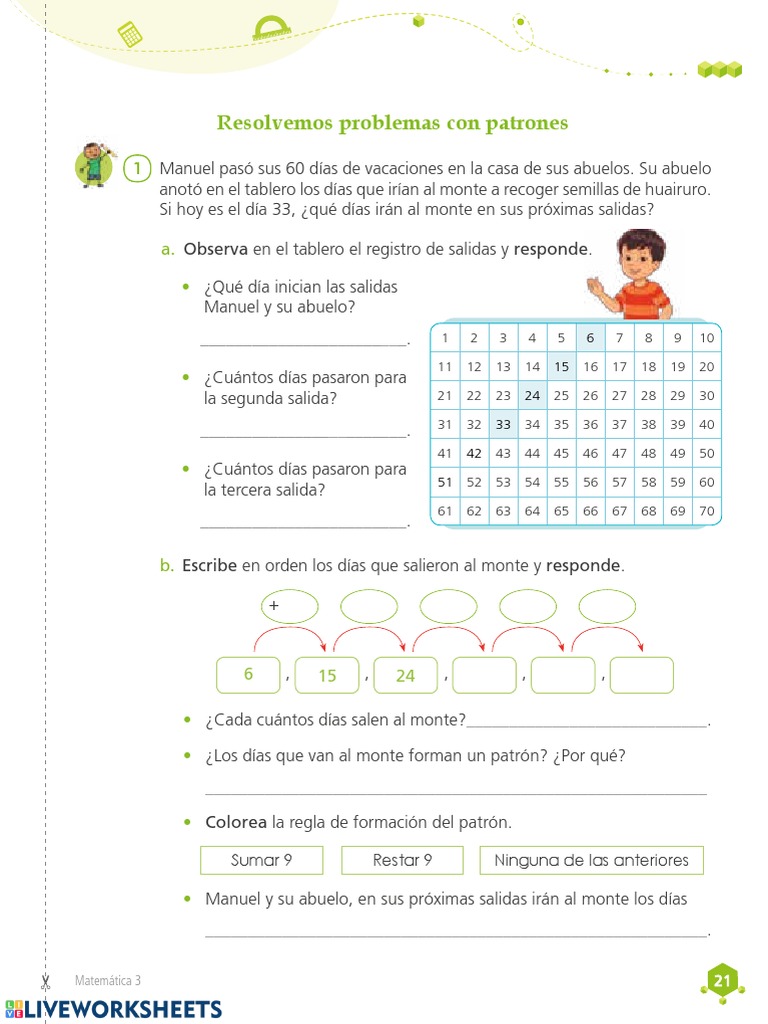 Problemas de Patrones Numéricos para Niños | PDF