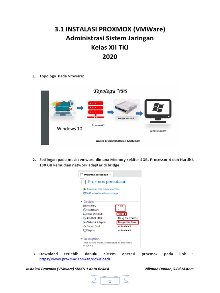 3.1 Instalasi Proxmox (Vmware) | PDF