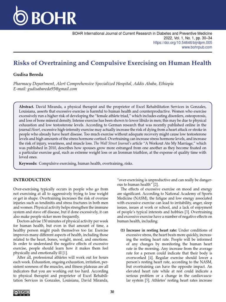 Risks of Overtraining and Compulsive Exercising On Human Health | PDF ...