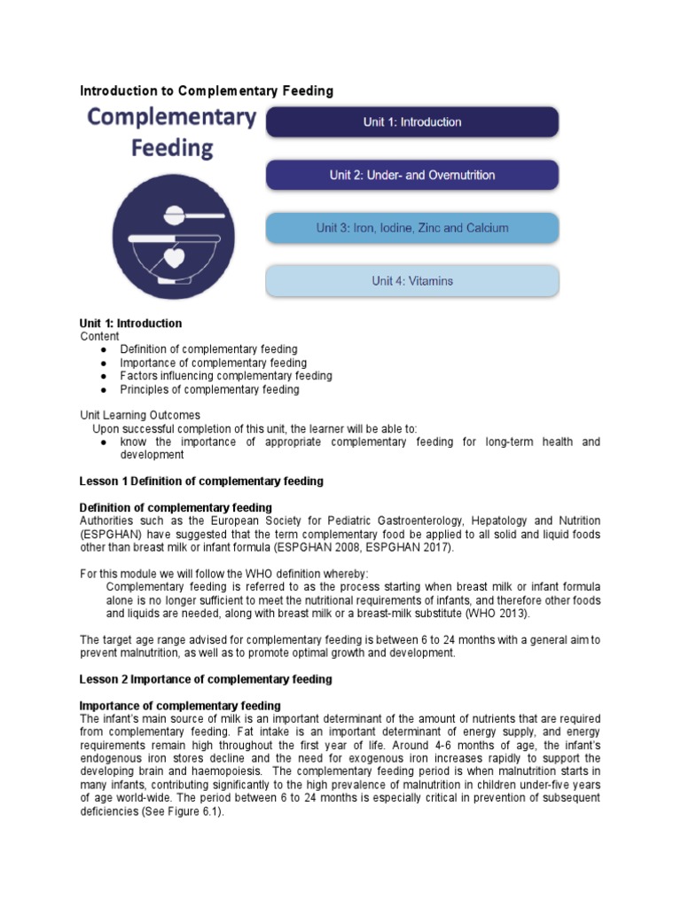 Complementary Feeding | PDF | Food Energy | Micronutrient