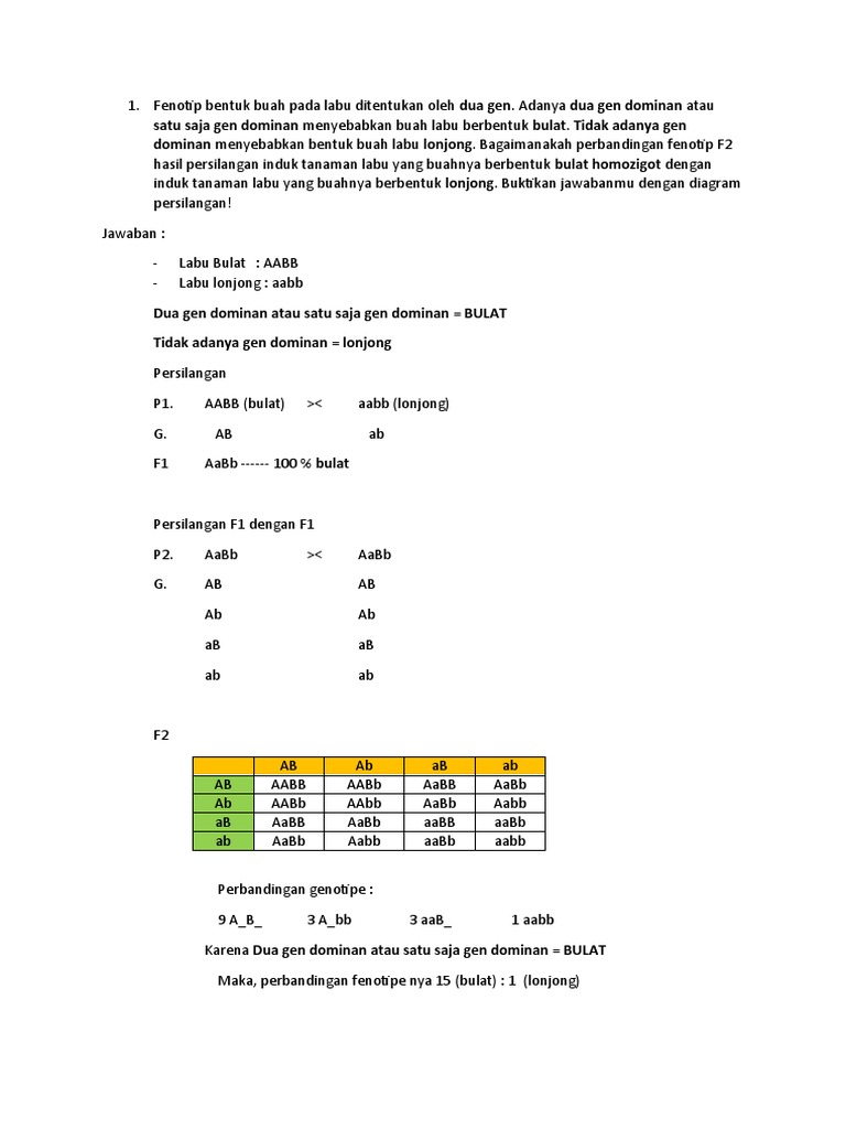 Fenotip Labu & Bunga: Persilangan Gen Dominan | PDF
