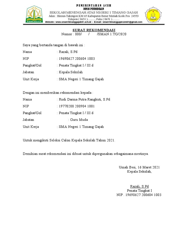Surat Rekomendasi Ks | PDF