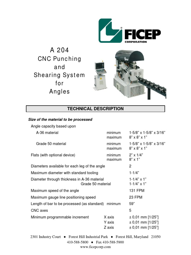 CNC Punching and Shearing System For Angles: Technical Description | PDF | Microsoft Sql Server ...