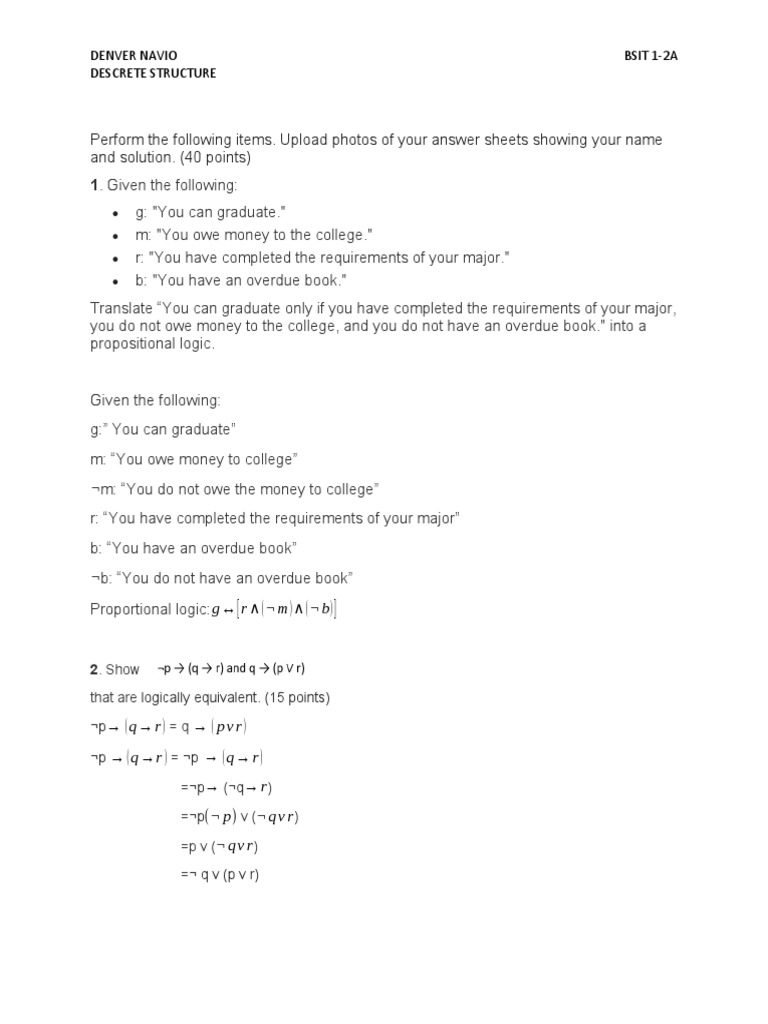 Discrete Structure Prelim | PDF | Mathematical Logic | Metaphilosophy