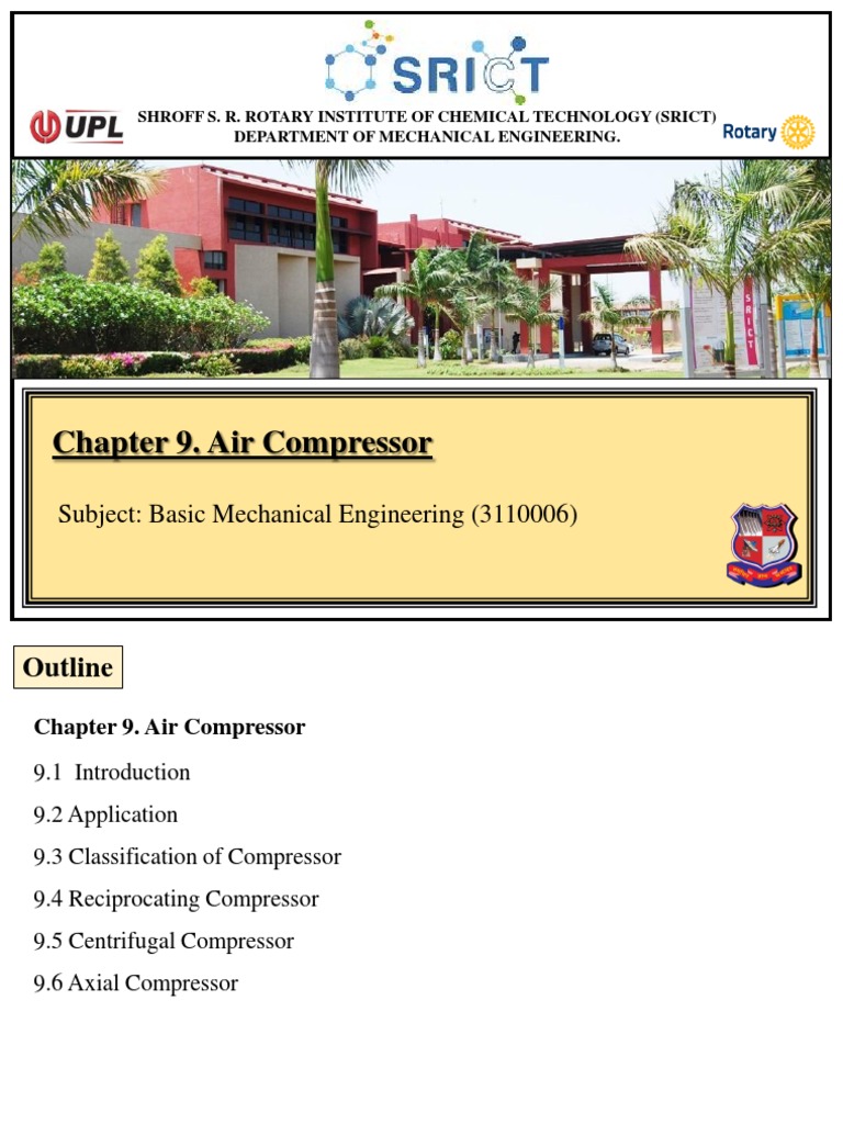 Chapter 9. Air Compressor: Subject: Basic Mechanical Engineering (3110006) | Download Free PDF ...