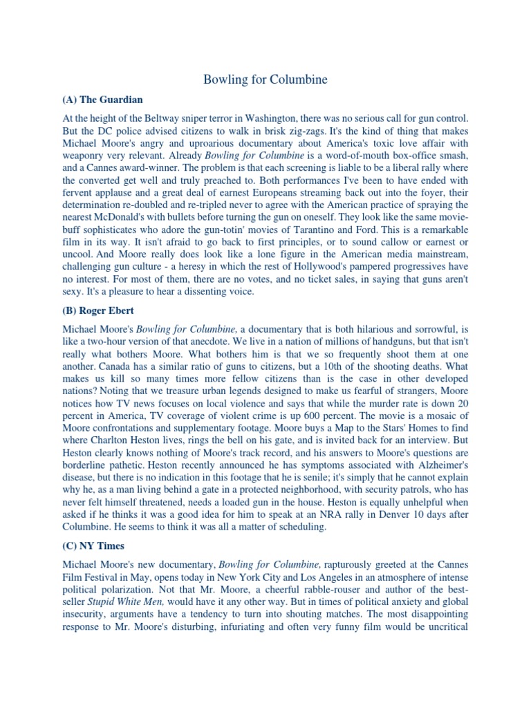 Bowling For Columbine: (A) The Guardian | PDF