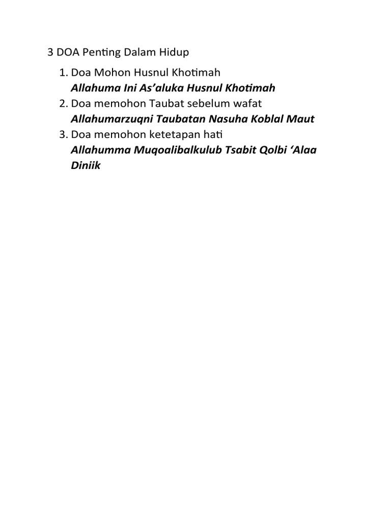 3 DOA Penting Dalam Hidup | PDF