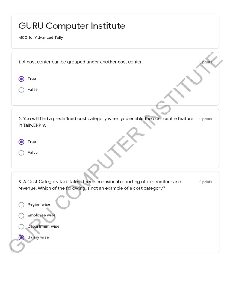 Advanced Tally MCQ Original - Watermark | PDF | Payroll Tax | Cash Flow ...