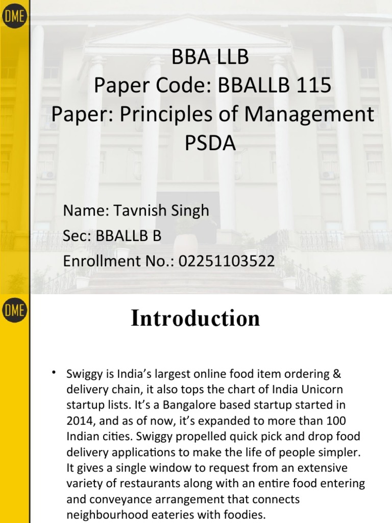 Bba LLB Paper Code: BBALLB 115 Paper: Principles of Management Psda ...