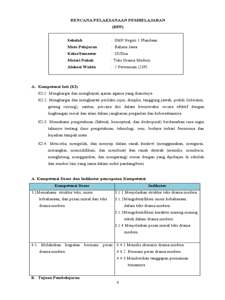 RPP Kelas 9 KD 3.4 | PDF