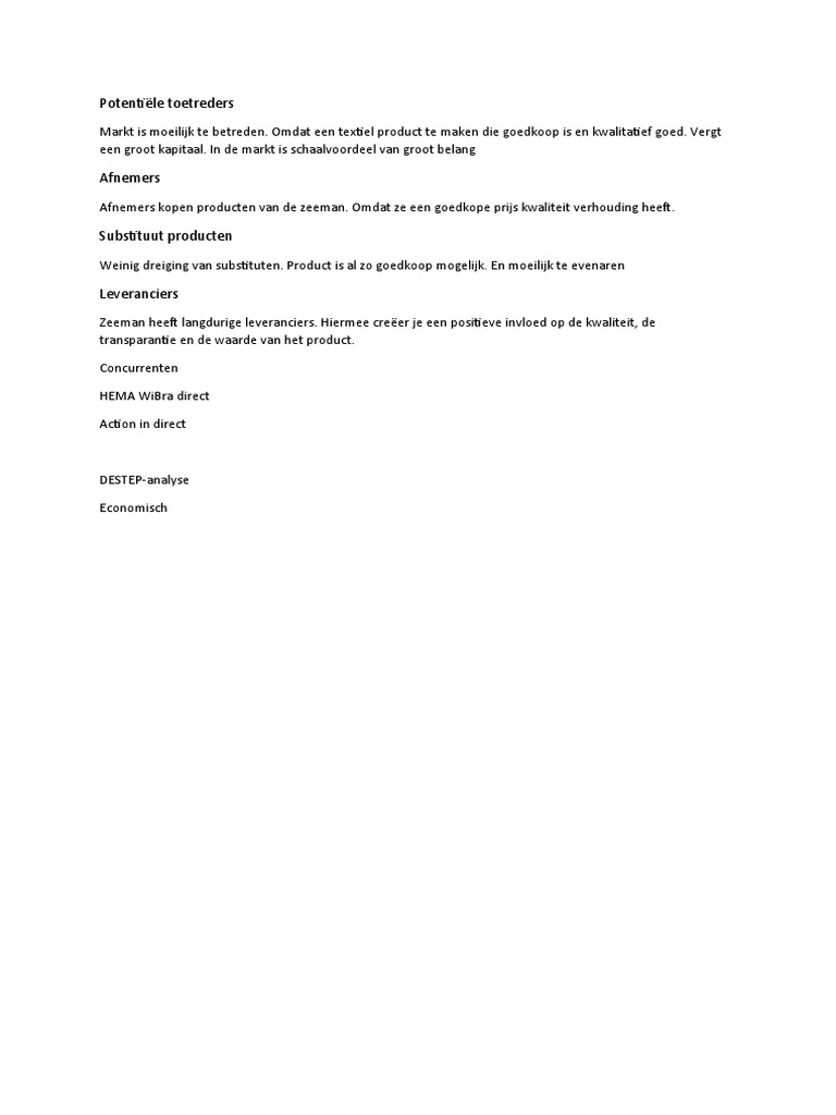 Vijf Krachten Model Porter | PDF